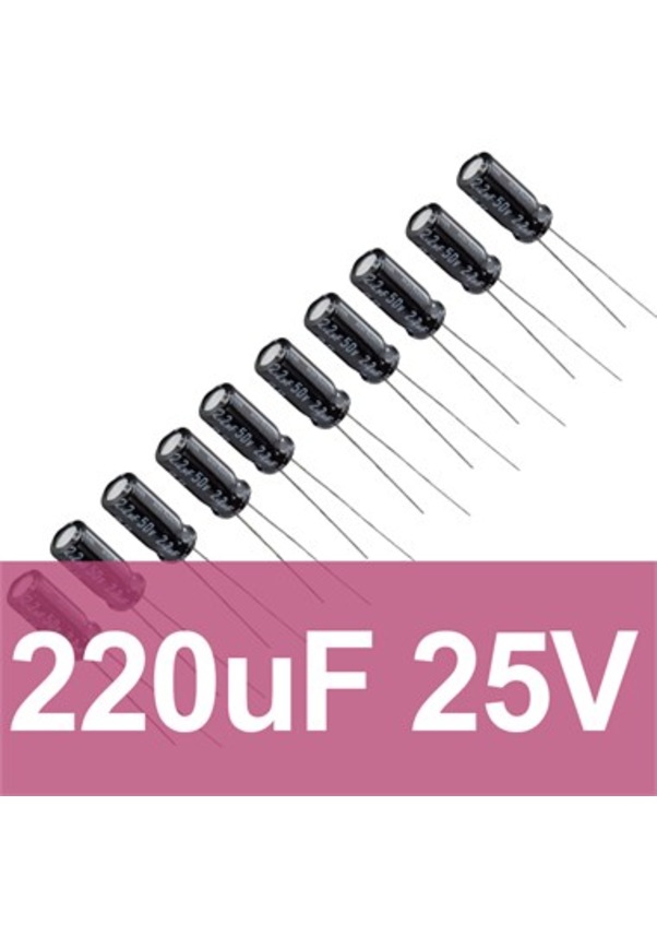 220Uf 25V Elektrolitik Kondansatör (10 Adet) Fiyatları ve Özellikleri