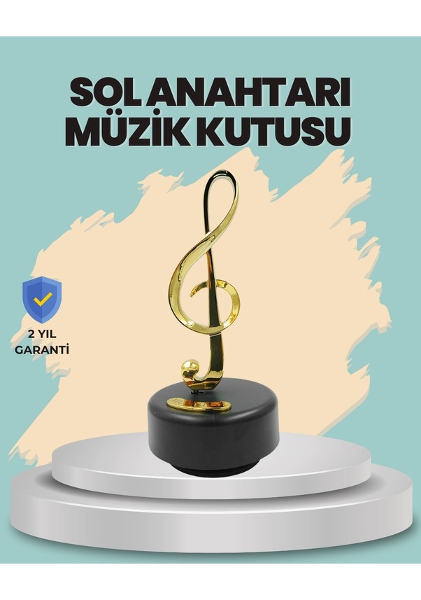 Altın Nota Sol Anahtarı Müzik Box Döner Mekanizmalı Çok Renkli ...