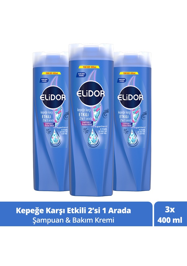 Elidor 2'si 1 Arada Kepeğe Karşı Etkili Şampuan 3 x 400 ML Fiyatları ve ...