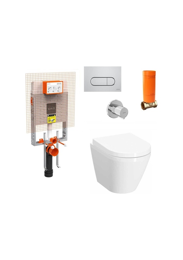 Vitra Integra Round Kanalsız Rimex Asma Klozet, Gömme Rezervuar Tam Set ...