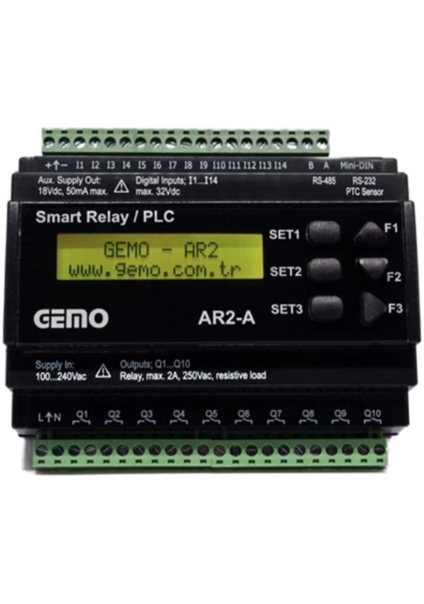 Gemo AR2-A-230VAC-14D Ray Tipi "Ladder Logic" ile Programlanabilir Akıllı Röle / PLC Fiyatları ...