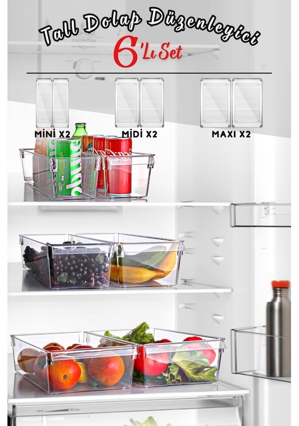 Nandy Home 6'lı Set Tall Clear Buzdolabı & Dolap Içi Düzenleyici ...