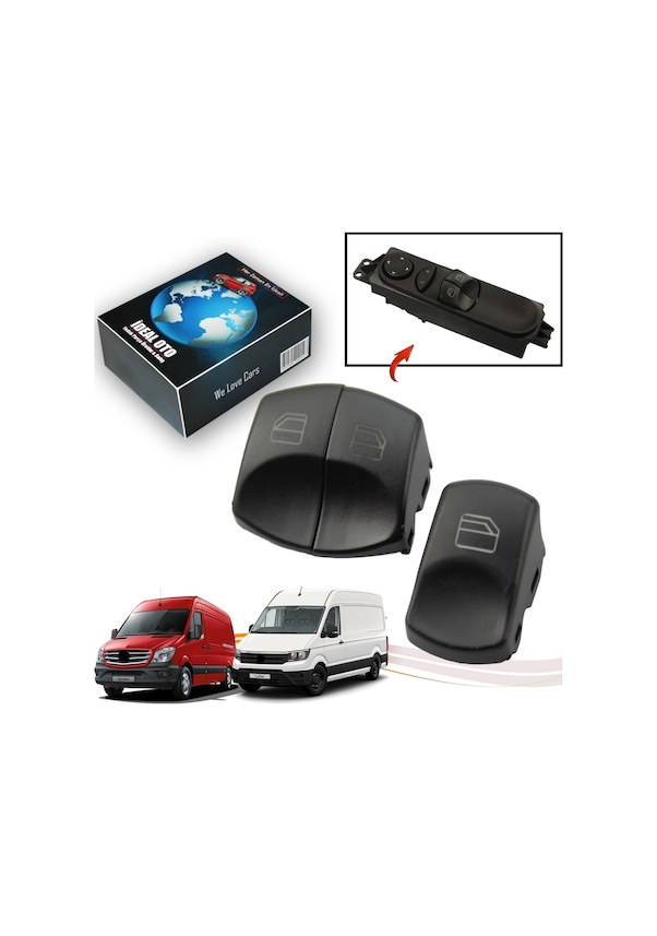 Mercedes Sprinter 906 Vw Crafter Ön Sol + Sağ Cam Düğme Kapağı ...