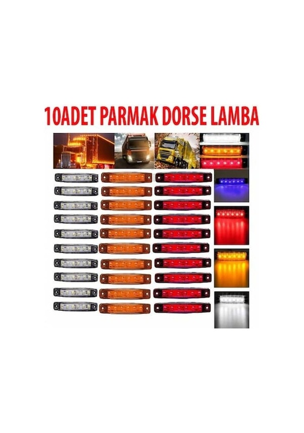 10 Adet Parmak Lamba Led Dorse Lamba 6 Ledli 12V - 24V Mavi N11.4316 ...