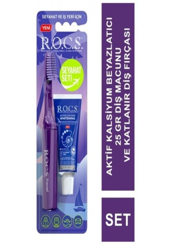 Rocs Travel Kit Aktif Kalsiyum Beyazlatıcı Diş Macunu 25 G + Fırça ...