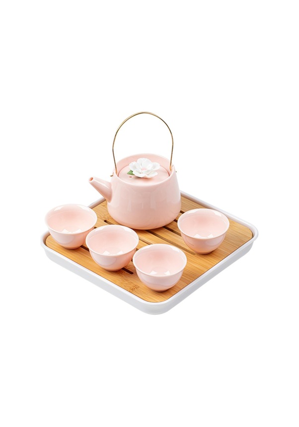 Japon Porselen Çay Seti, 1 Çaydanlık İle Pembe Kungfu Çaydanlık Seti, 4 ...