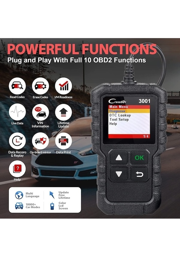 Electric Launch Creader 3001 Obd2 Arıza Tespiti, Motor Kodları, Tak Ve ...