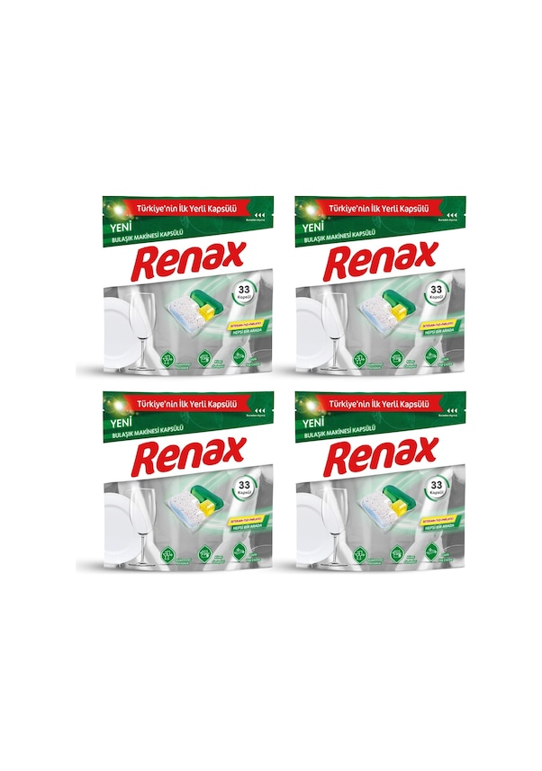 Renax Hepsi Bir Arada Bulaşık Makinesi Deterjanı 4 x 33 Tablet ...