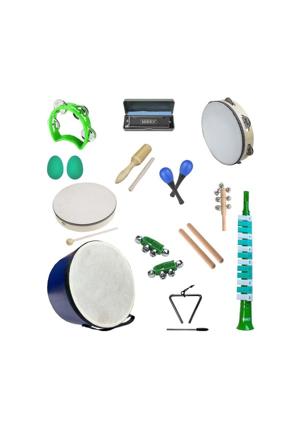 Midex Örf Aletleri Seti Median Paket-3 Maracas Zil Melodika Üçgen Ritim ...