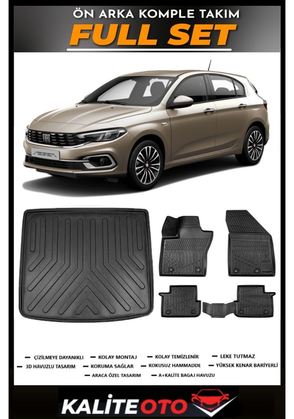 Fiat Egea Hatchback Tamir Kitli Bagaj Havuzu+4.5d Havuzlu Paspas Seti ...