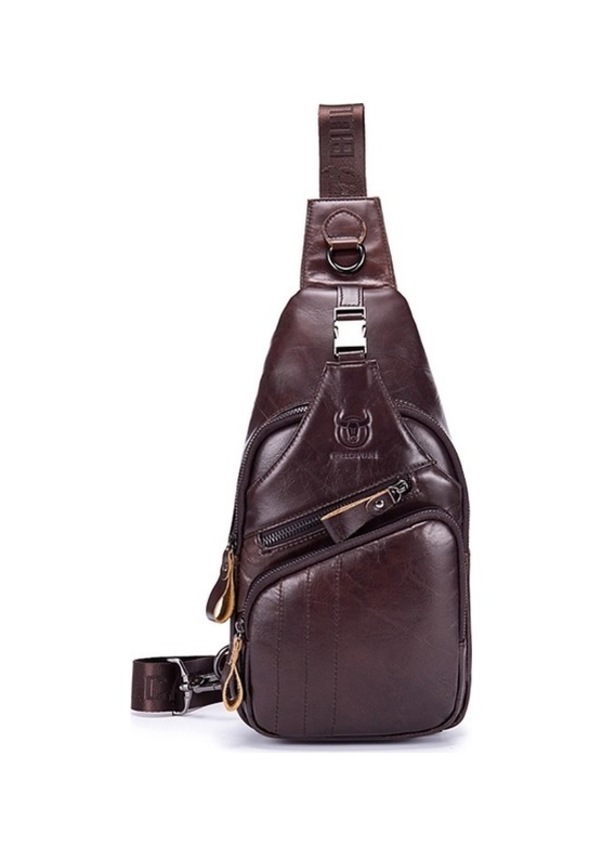 Deri Crossbody Göğüs Çantası Kahverengi 521185 Açık Kahverengi ...