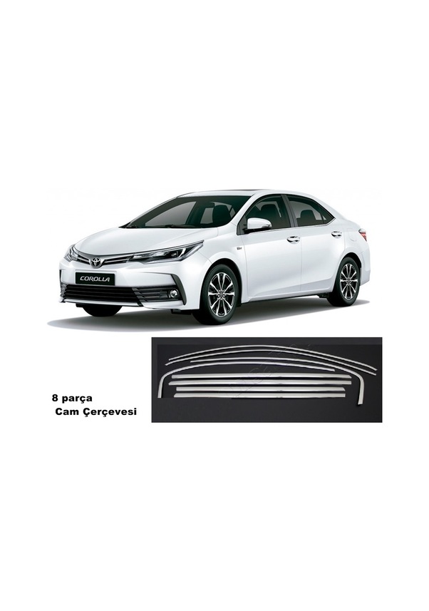 Toyota Corolla Uyumlu Krom Cam Çerçevesi 2014-2018 Full Set Cam Çıtası ...