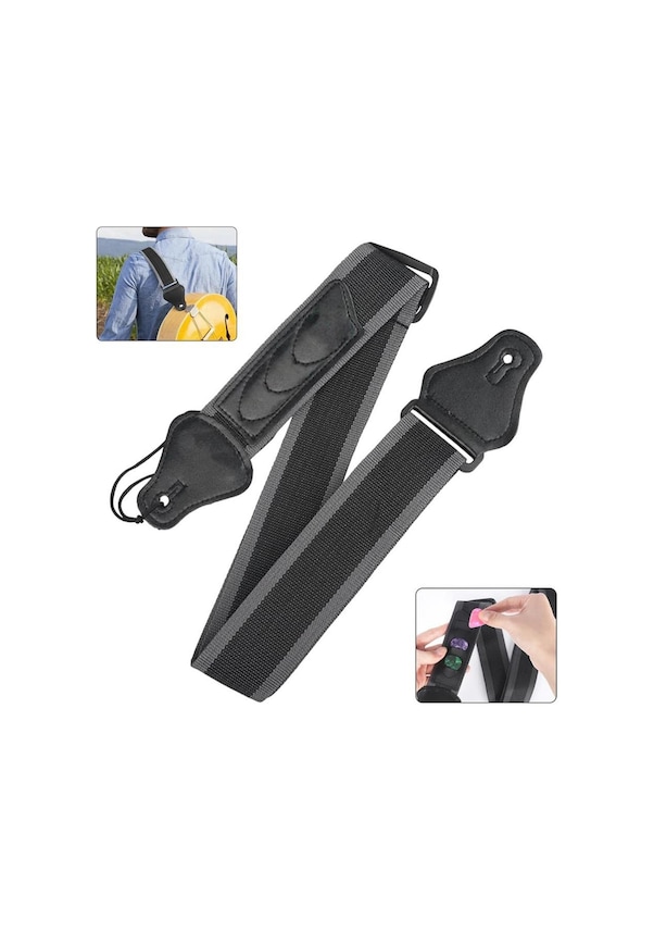 Midex Asp-28 Gitar Omuz Askısı Pena Cepli Siyah Gri Renk Genişlik 87 ...