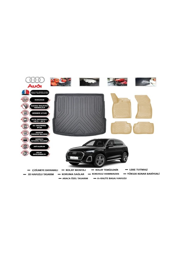 Audi Q5 2021 Model Bagaj Havuzu Paspası +araca Özel Bej Paspas Takımı ...