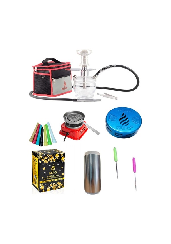 Kefo Trip Çantalı Nargile Takımı + Mini Ocak + 1kg Kömür + Kefo Ember ...