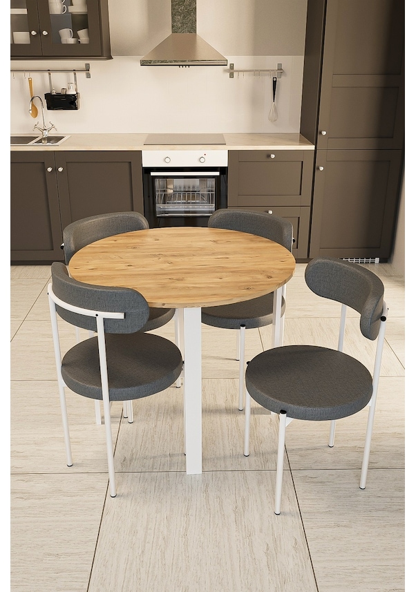 Trend Yuvarlak Mutfak Masa Takımı Atlantik Çam-gri-beyaz Fiyatları ve ...