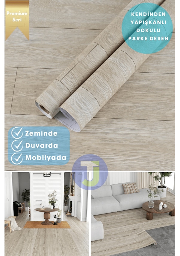 Technojet Kendinden Yapışkanlı Dokulu Parke Desen Premium Zemin Mutfak Duvar Dolapkaplama ...