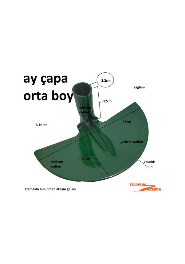 Ay Çapa Geniş Model Bahçe Çapası Karık Açma Çapası Kazma Dirsekli ...