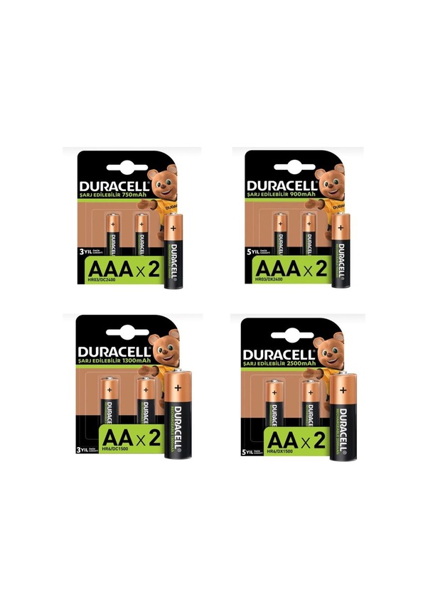 Duracell 750 mAh + 900 mAh + 1300 mAh + 2500 mAh Ni-MH Şarj Edilebilir ...