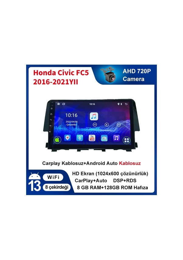 Honda Civic Fc5 2016-2021yıl Carplay 9inç 8/128gb Multimedya Fiyatları ...