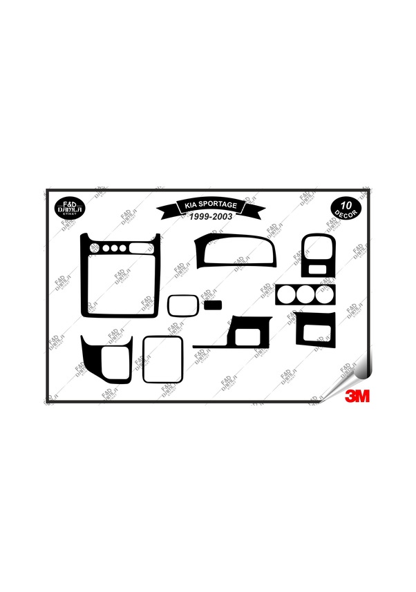 Kia Sportage 1999-2003 Torpido Konsol Trim Göğüs Maun Kaplama Set 10 ...