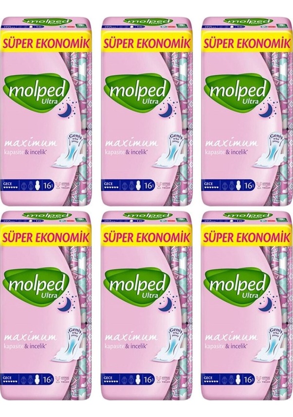 Molped Ultra Süper Ekonomik Hijyenik Ped Gece 6 x 16'lı Fiyatları ve ...