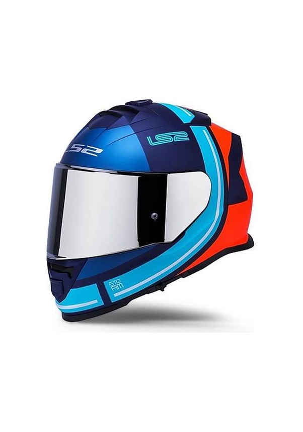 Ls2 Storm 2 Slant Mat Mavi Turuncu Kapalı Motosiklet Kaskı Gri Camlı ...