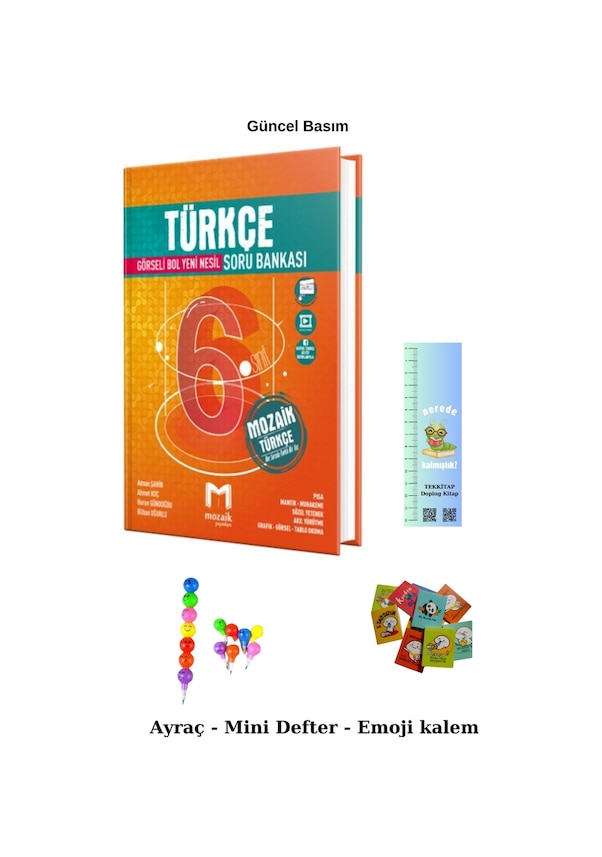 Mozaik 6. Sınıf Türkçe Soru Bankası 2025 Emoji - Mini Defter-tırtıl A ...