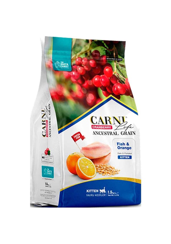 Carni Life Balık Portakal ve Kızılcıklı Yavru Kedi Maması 1500 G ...