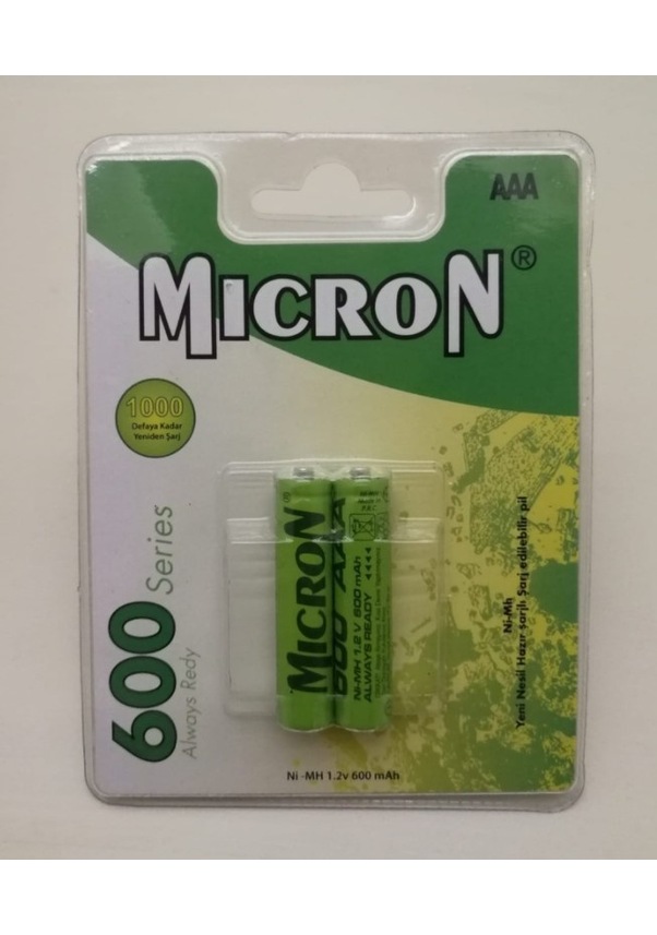 Micron 600 Serisi 600 mAh AAA Ni-MH Şarj Edilebilir İnce Kalem Pil 2'li ...