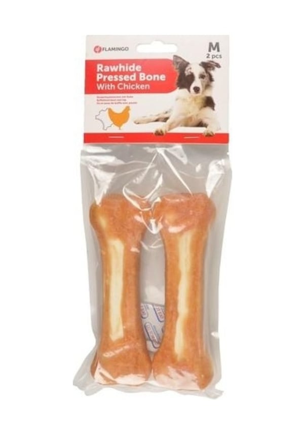 Flamingo Rawhide Pressed Bones Tavuk Eti Kaplı Kemik Köpek Ödülü 2'li 15 CM Fiyatları ve Özellikleri