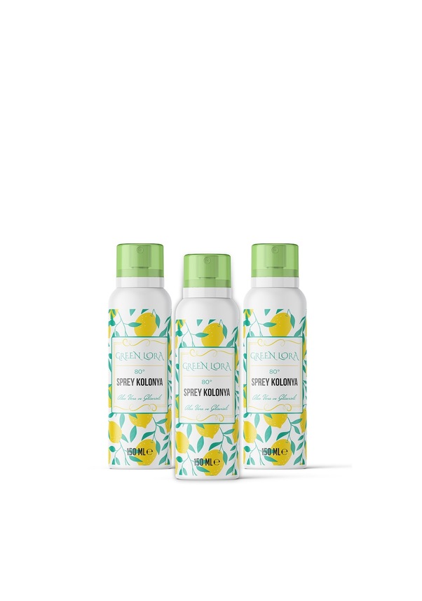 Green Lora 80 Derece Aloe Vera ve Gliserinli Kolonya Sprey 150 ML x 3 ...