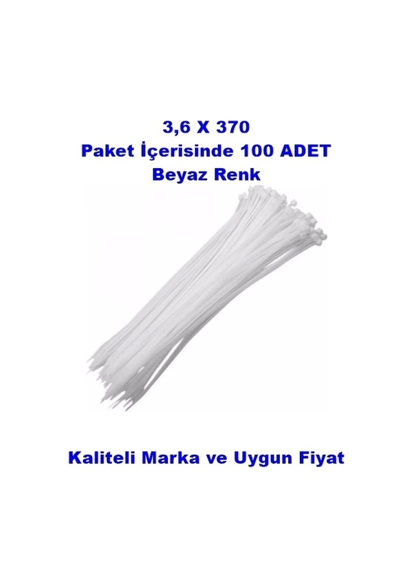 Pemsan Klips Kablo Bağı 3,6x370 Beyaz 100 Adet Kablo Cırtı Fiyatları ve ...
