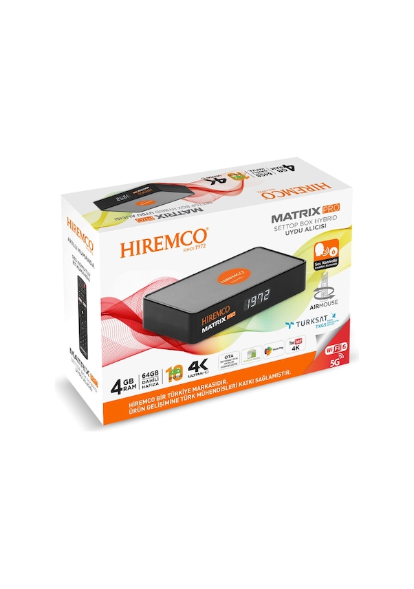 Hiremco Matrix Pro 4K UHD Android10 Uydu Alıcısı Fiyatları ve Özellikleri