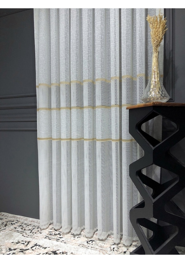 Taç Aplik Örme Tül Perde - Cappuccino 60 x 270 Standart Standart ...
