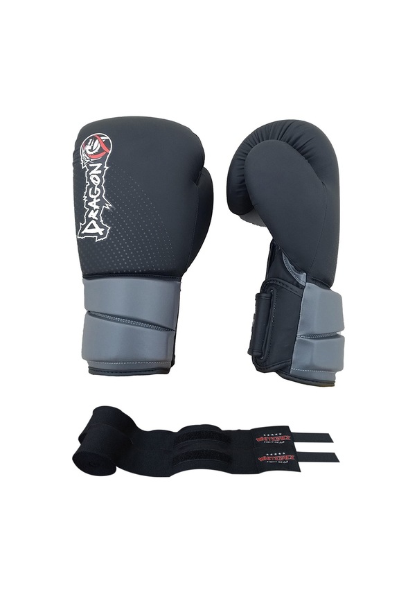 Dragon BAZOOKA Boks Eldiveni ve Whiteface Boks Bandajı 2’lİ Set Siyah ...