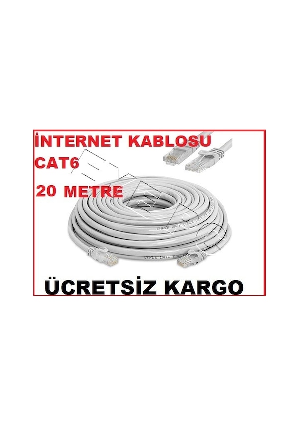 EYEPC Ethernet Kablo 20 M Internet Kablosu Cat6 Kalın Bakır Kablo Fiyatları ve Özellikleri