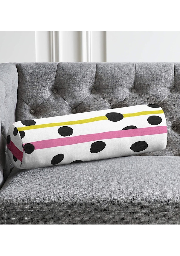 Realhomes Beyaz Zeminde Renkli Çizgili Siyah Puantiyeli Iç Dolgulu ...