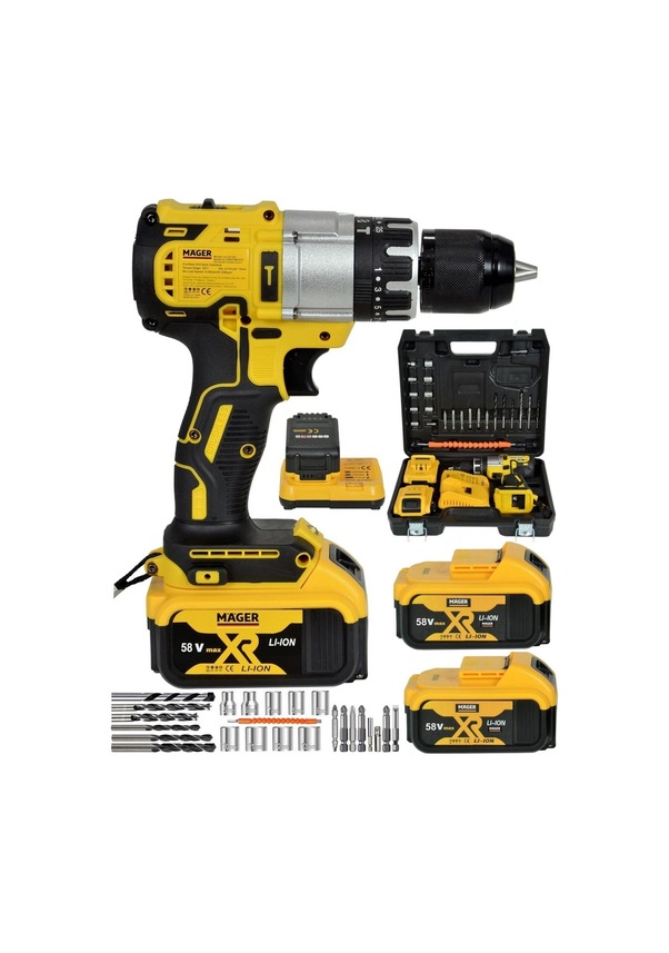 Mager 58 Wat 13 Mm Çelik Madren 10 Pilli Led Işıklı Darbeli Hızlı Şarj ...