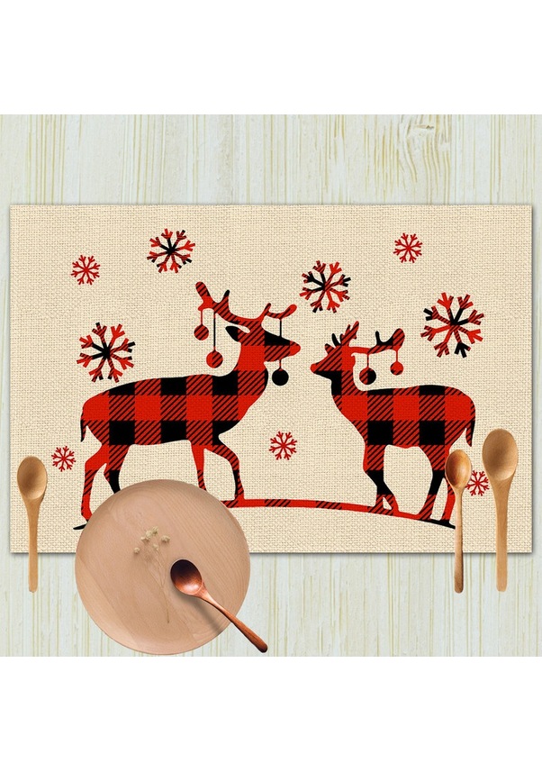 Xıxun Noel Yeni Su Geçirmez Keten Placemat Noel Batı Masa Mat Yemek ...