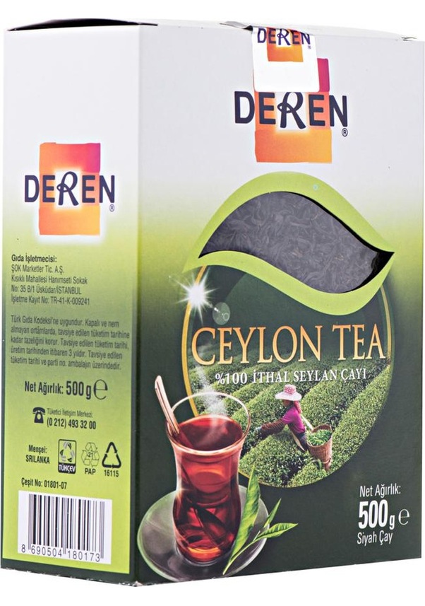 Deren İthal Seylan Çayı Dökme Siyah Çay 500 G Fiyatları ve Özellikleri