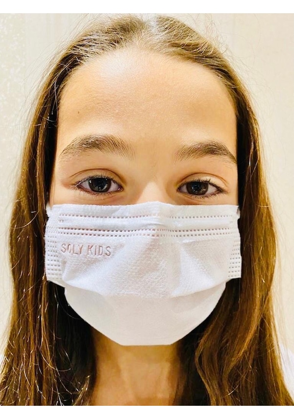 Soly Care Kids 3 Katlı Ultrasonik Telli Çocuk Maskesi 100 Adet Beyaz ...