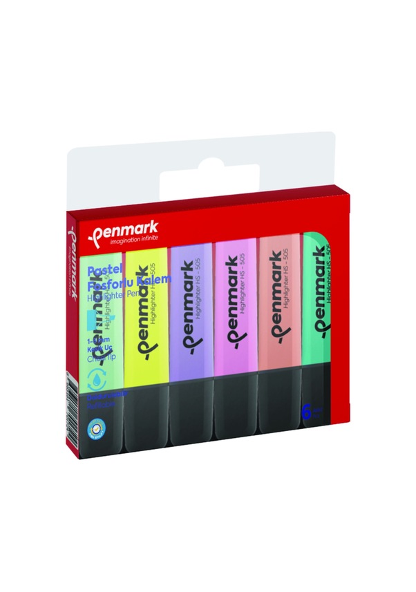 Penmark Highlighter Pastel Renkler Fosforlu Kalem 6'lı Hs-505- Fiyatları ve Özellikleri
