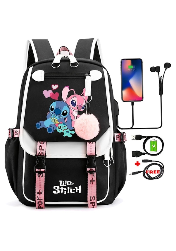 Bruce Disney Lilo Stitch Backpack İçin Kız Anime Okul Çantası Genç Tuva ...