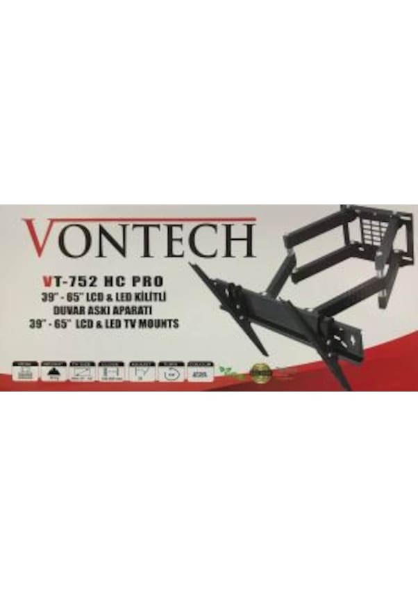 Vontech VT 752 HC PRO 39' 55' Lcd Led Tv Hareketli Askı Aparatı Fiyatları ve Özellikleri