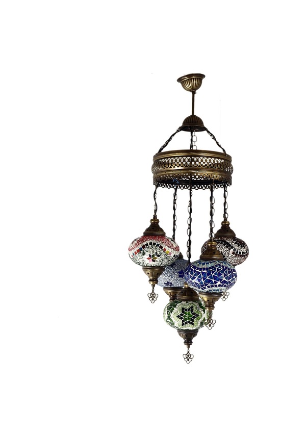 Dekoratif RENKLİ AVİZE 5 Lİ BÜYÜK BOY MOZAİK AVİZE Fiyatları ve Özellikleri