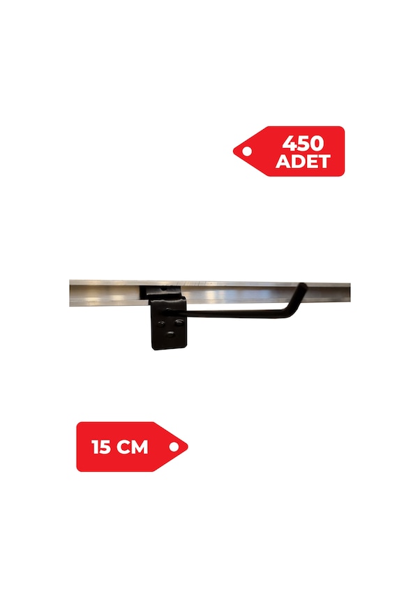 15 Cm 450 Adet Siyah Renk Kanallı Pano Kancası Raf Askısı Siyah Fiyatları ve Özellikleri