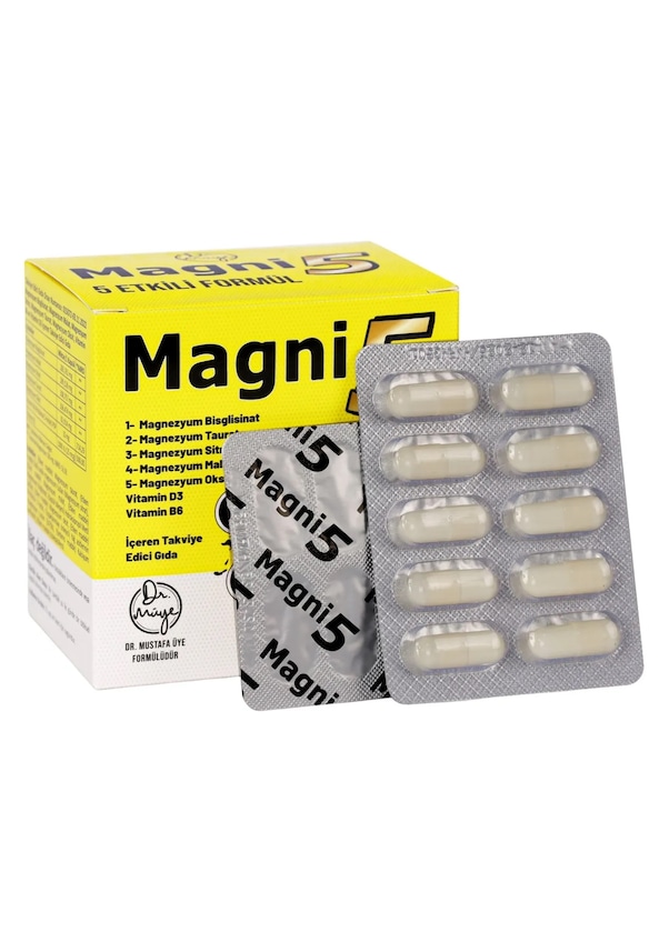 Magni5 Magnezyum 5 Etkili Form 3 Aylık 90 Kapsül B6 D3 Vitamini ...