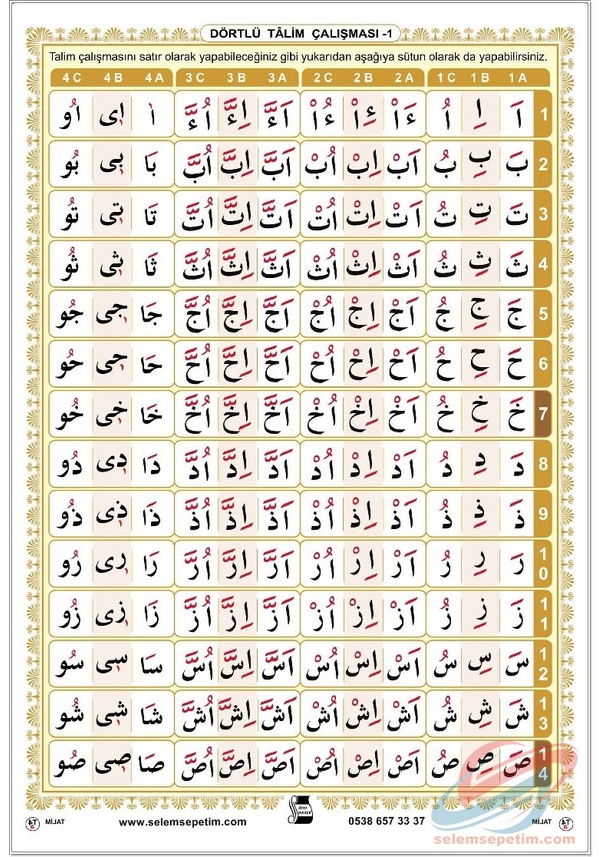 Dörtlü Talim Çalışması Posteri A Saten Kumaş Fiyatları ve Özellikleri