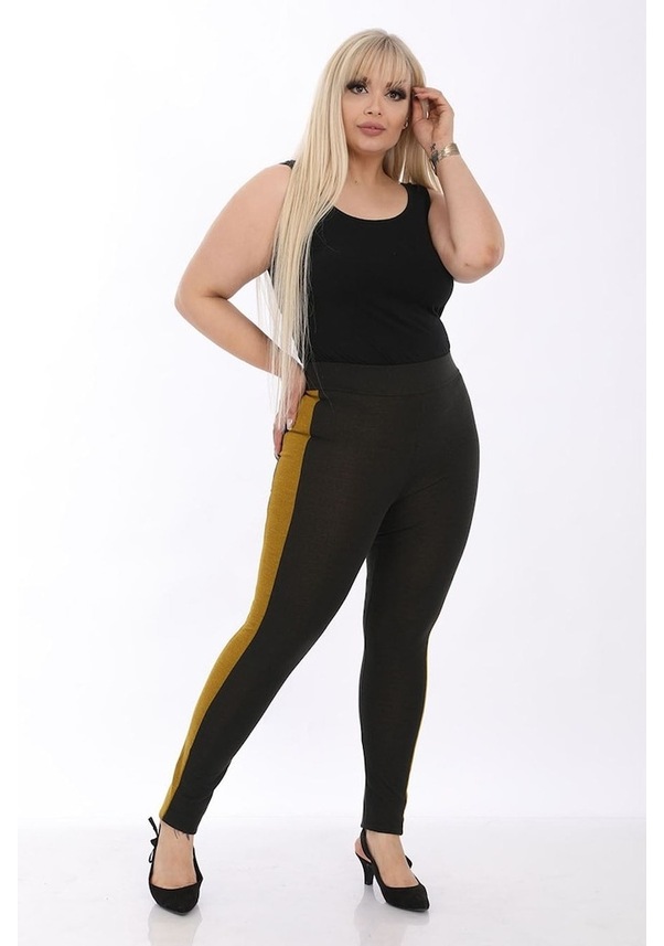 Yan Şeritli Büyük Beden Tayt 5D-1288 Haki 46 Fiyatları ve Özellikleri